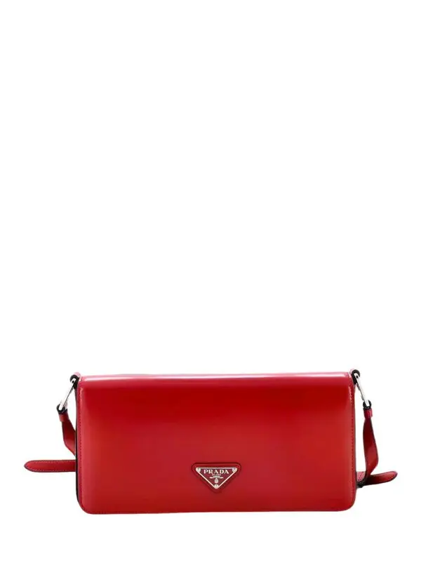 Prada Spazzolato Leather Shoulder Bag - Red