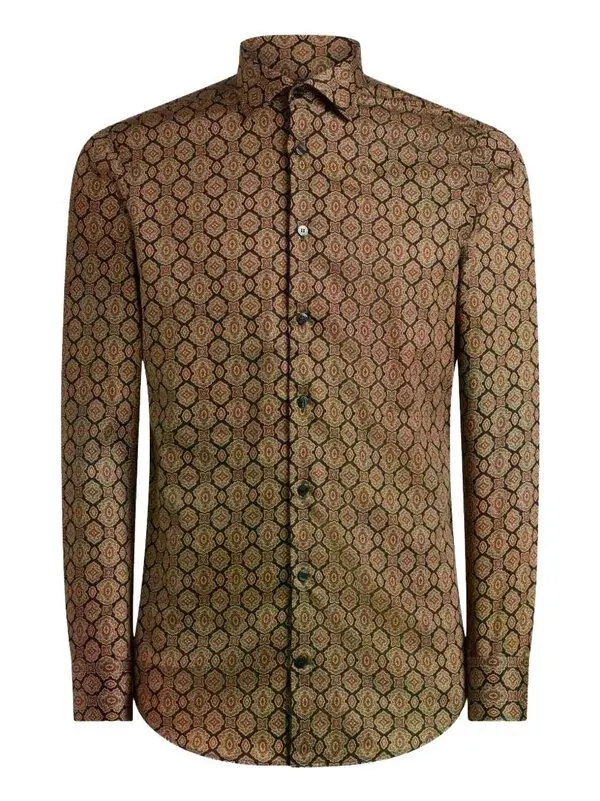 Etro Cotton Satin Shirt With Medallion-motif - Black