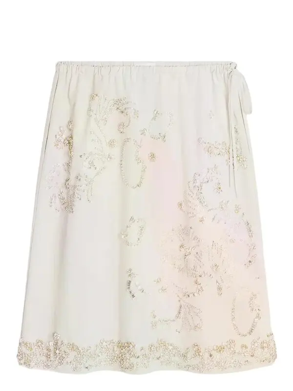 Dries Van Noten Embroidered Midi Skirt - Neutrals