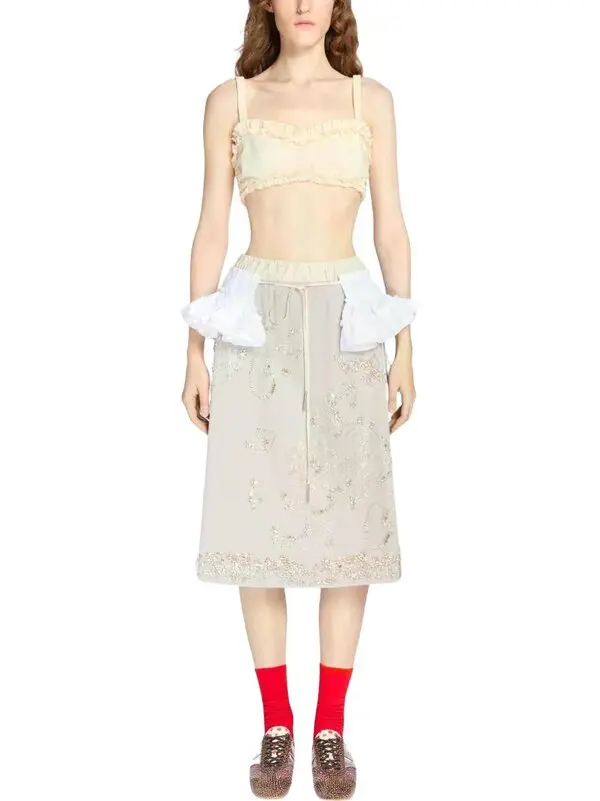 Dries Van Noten Embroidered Midi Skirt - Neutrals