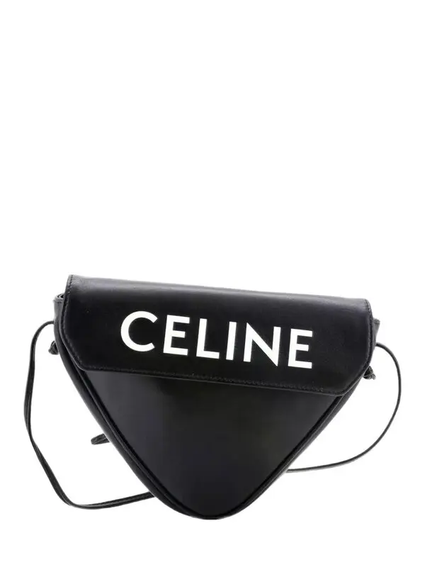 Celine Triangle Bag Small Leather Crossbody Bag - Black
