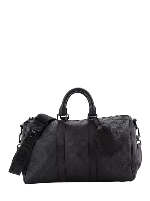 LOUIS VUITTON Keepall Bandouliere Monogram Taurillon Leather 35 Travel Bag - Black