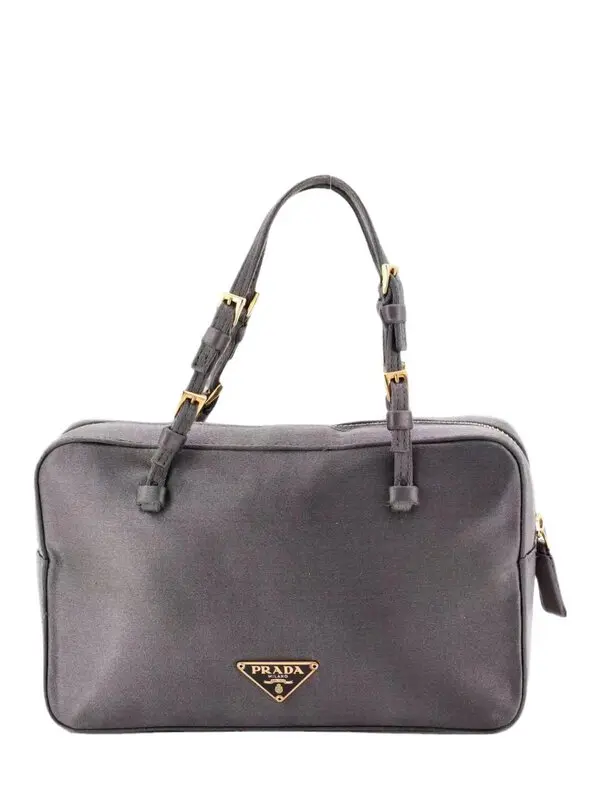 Prada Satin Satchel Top Handle Bag - Grey