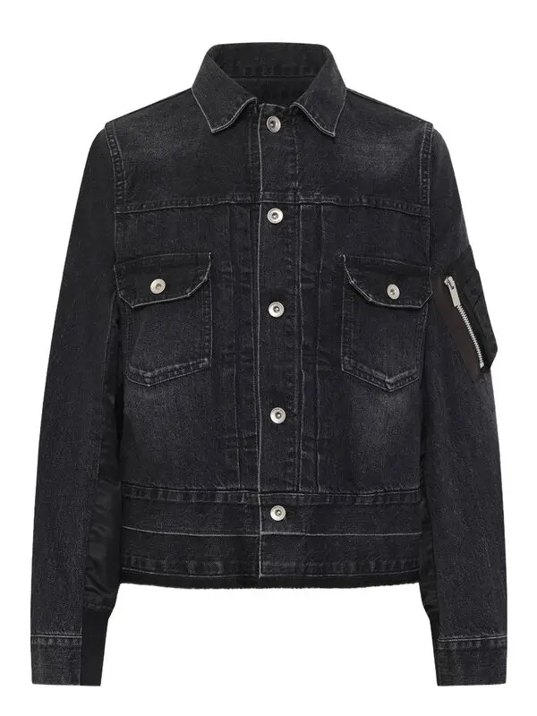 Sacai Denim And Nylon Blouson Jacket - Black