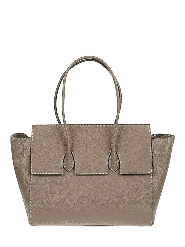 ROUNN Felice Flap Leather Tote Bag - Grey