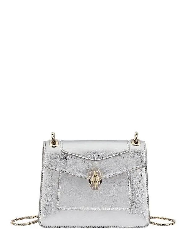 BVLGARI Serpenti Forever Small Leather Shoulder Bag - Silver