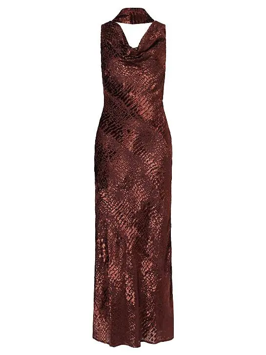 PRETTY LAVISH Ainsley Cowl-neck Woven Maxi Dress - Brown