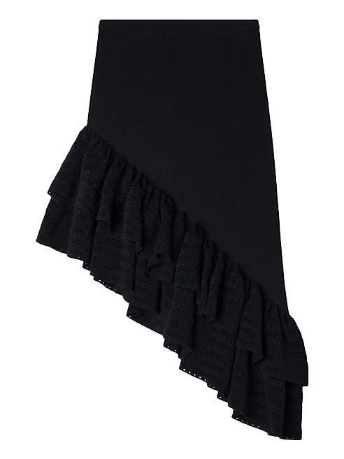 Sandro Asymmetrical Knit Midi Skirt - Black