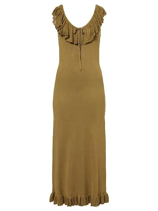 PRETTY LAVISH Sascha Frill Knit Midi Dress - Green