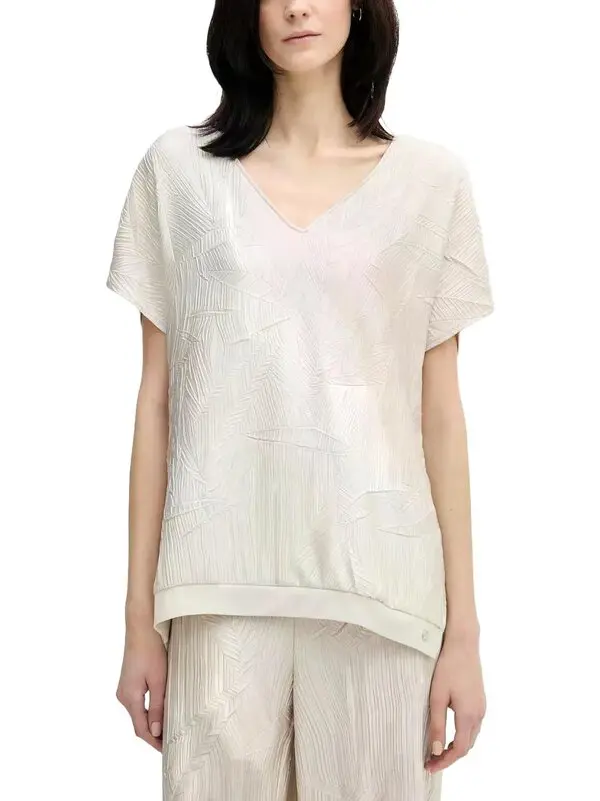 Joseph Ribkoff Textured V-neck T-shirt With Short Sleeves - Neutrals