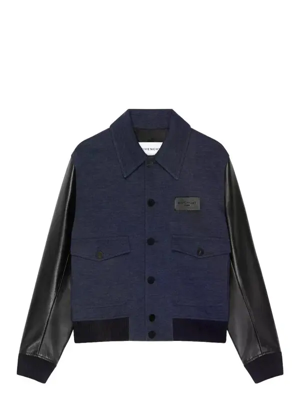 Givenchy Leather-sleeve Panelled Jacket - Blue