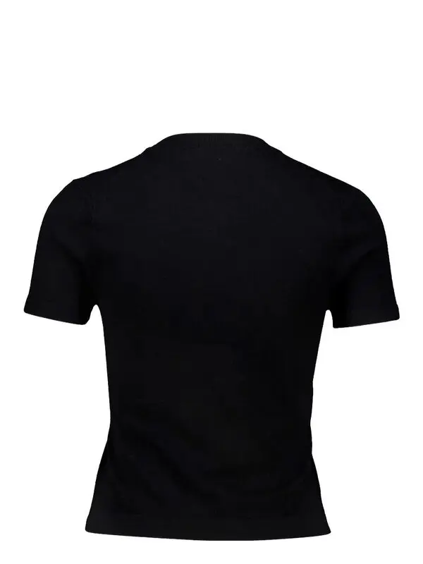 Altuzarra Fine Knit Crew Neck Short Sleeve Sweater - Black