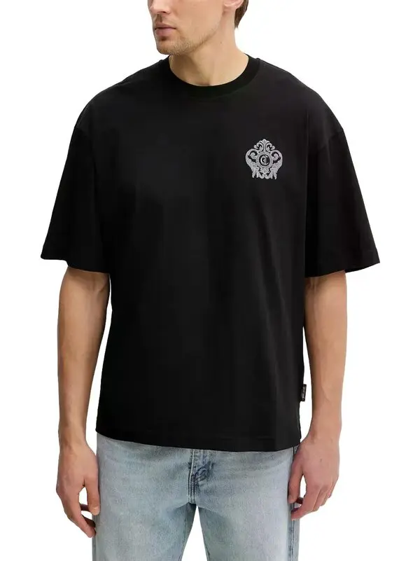 Just Cavalli Logo-embroidered T-shirt - Black