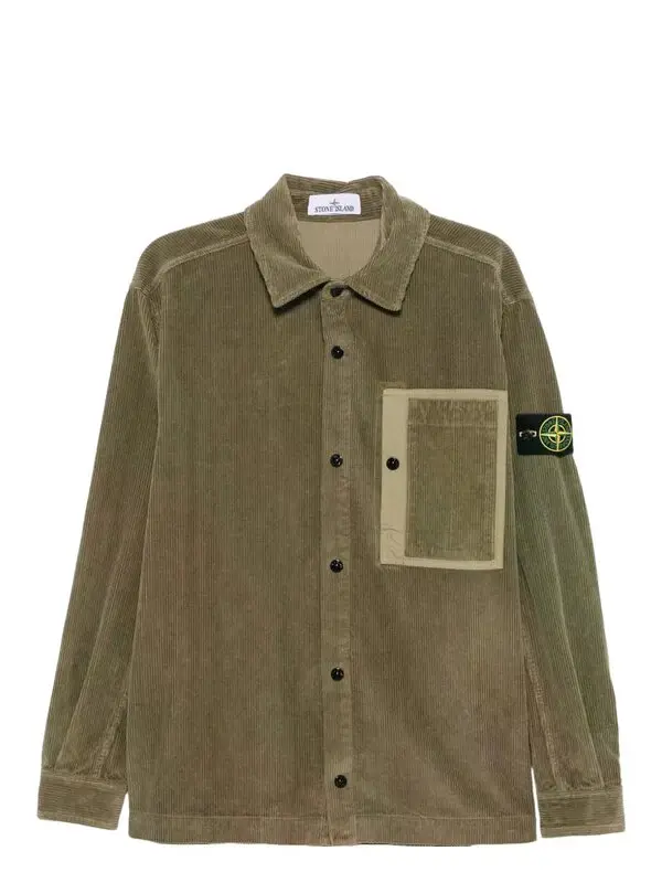 Stone Island Corduroy-texture Chest-pocket Shirt - Green