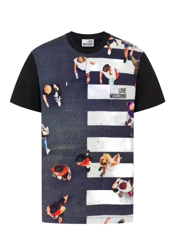 Moschino Printed Cotton Jersey T-shirt - Black