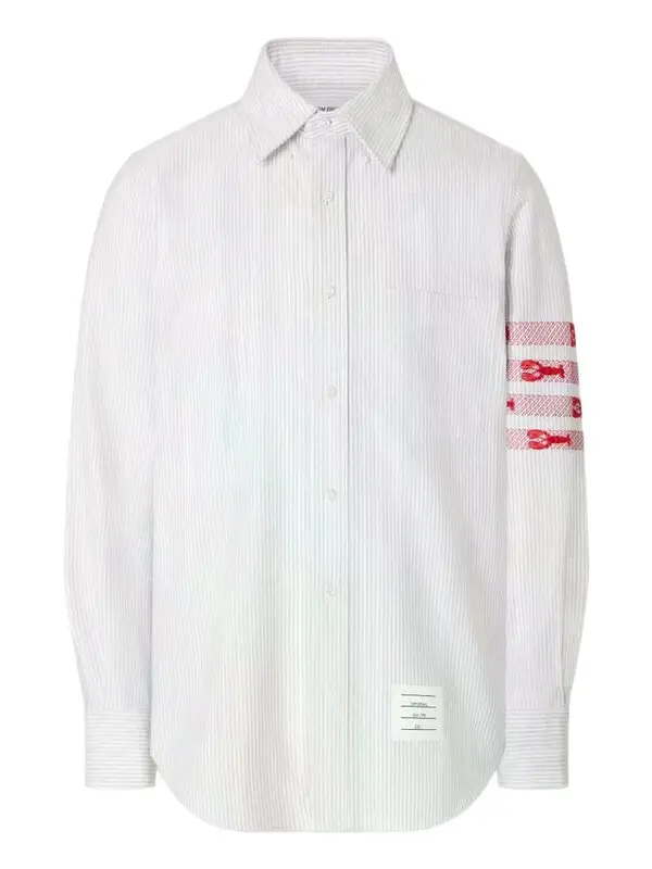 Thom Browne 4-bar Lobster-embroidered Shirt - Grey