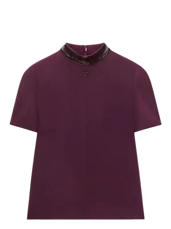 COURREGES Heritage Vinyl-collar Logo-patch Blouse - Red