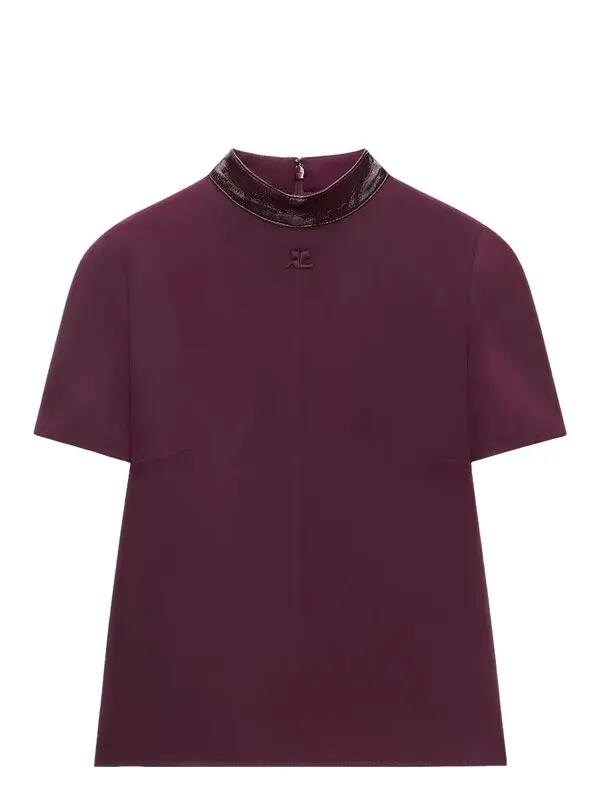COURREGES Heritage Vinyl-collar Logo-patch Blouse - Red