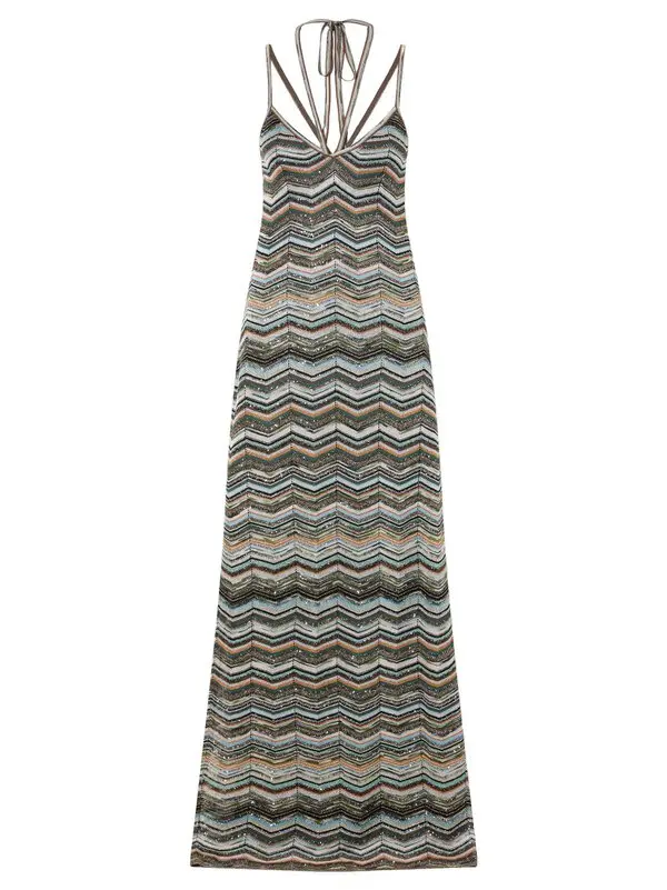 Missoni Striped Metallic Crochet-knit Maxi Dress - Multi
