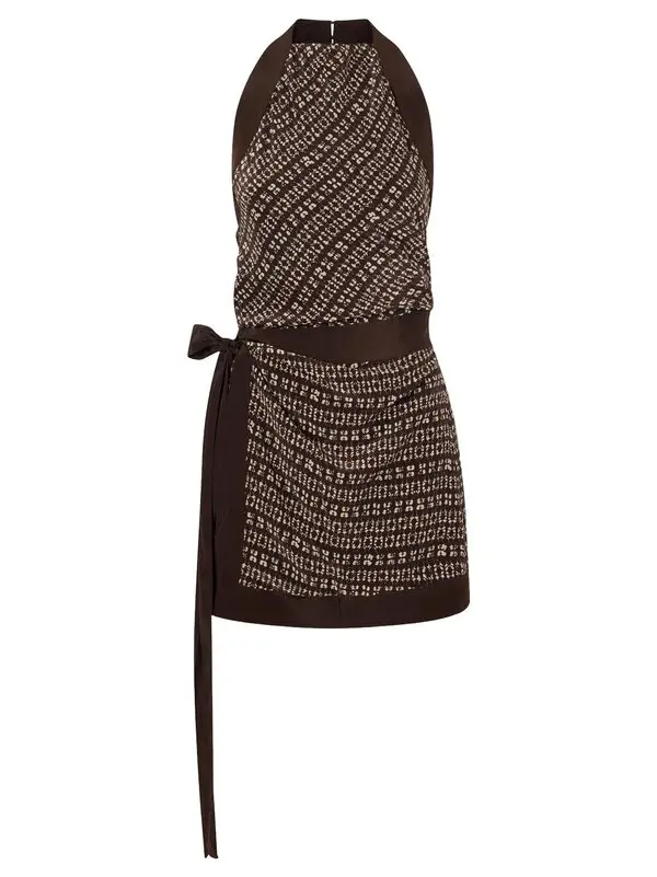 SIR. Astrid Printed Satin Mini Dress - Brown