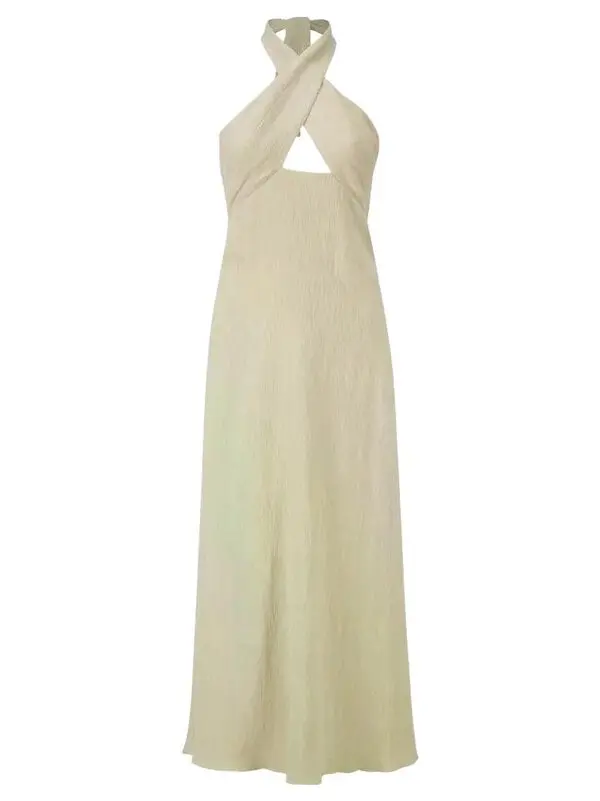 Johanna Ortiz Light Heart Halterneck Crinkled-finish Midi Dress - Neutrals