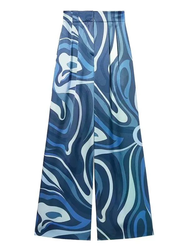 Emilio Pucci Abstract Print Silk Culottes - Blue