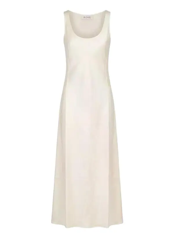 RÓHE Satin Maxi Dress With Scoop Neck - Neutrals