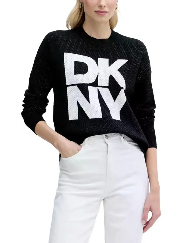 Dkny Logo Embellished Crewneck Sweatshirt - Black
