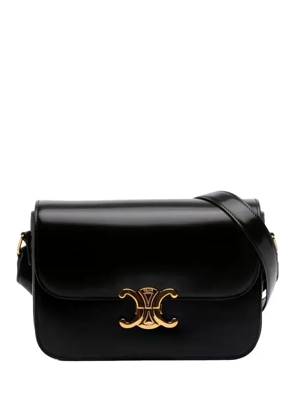 Celine Triomphe Crossbody Bag In Shiny Calfskin - Black