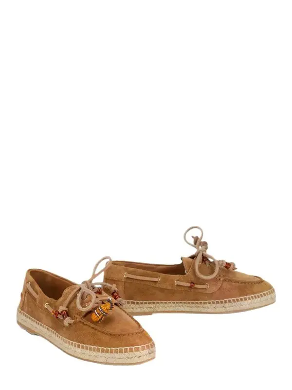 AQUAZZURA Beaded Suede Espadrilles - Neutrals