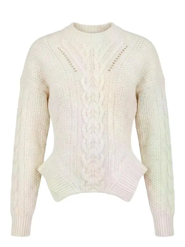 DONDUP Flared-hem Cable-knit Sweater - Neutrals