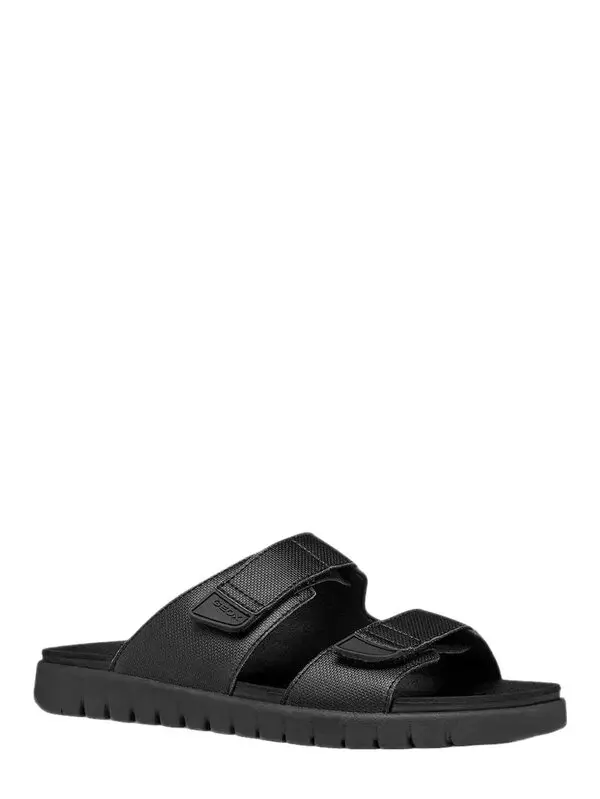 Geox Touch-strap Textured Sandals - Black