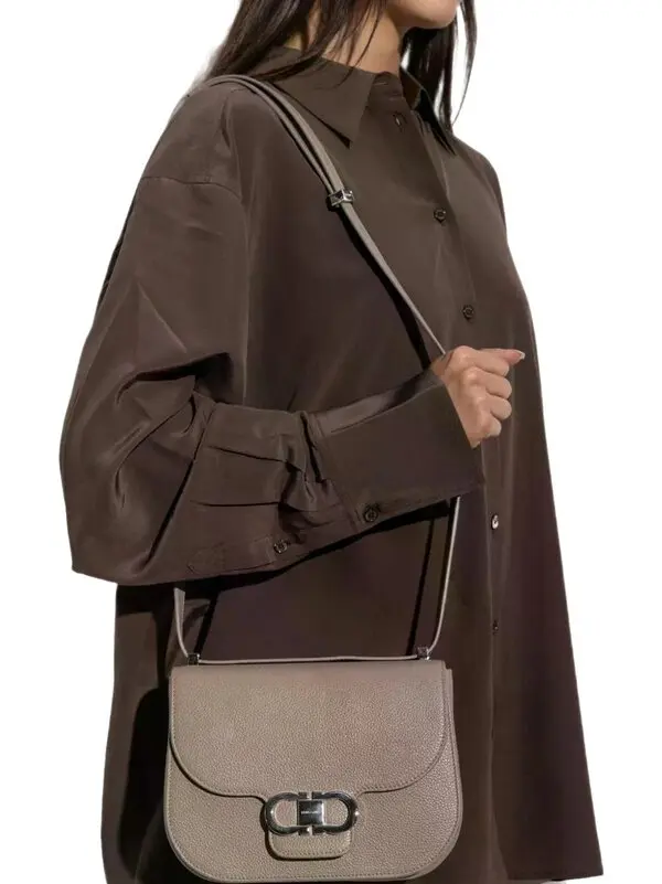 FERRAGAMO Gancini Leather Crossbody Bag - Brown