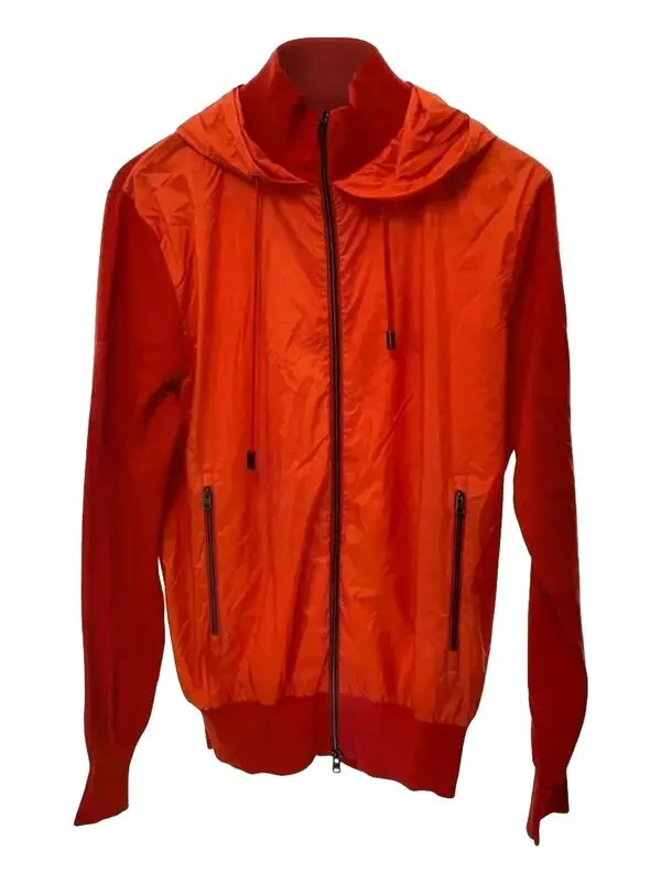 Herno Zip-up Drawstring Hooded Jacket - Red