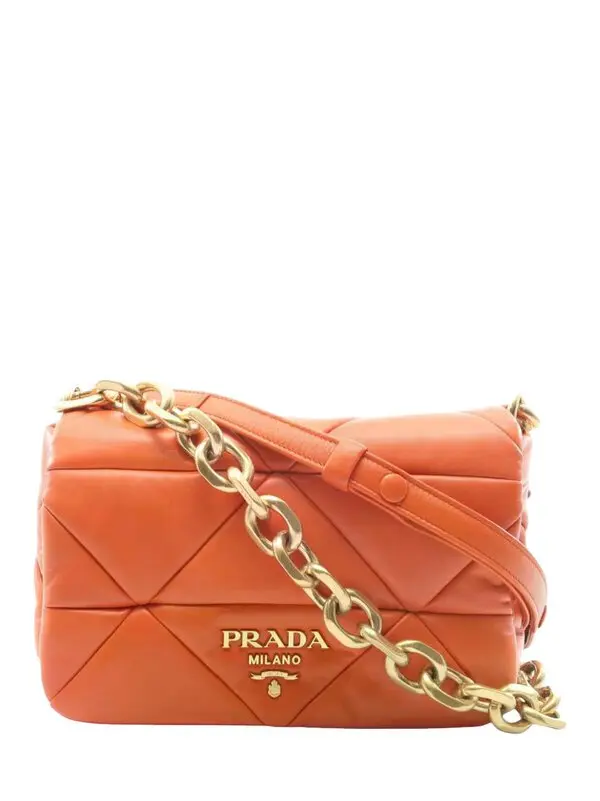 Prada Quilted Nappa Leather Satchel - Orange