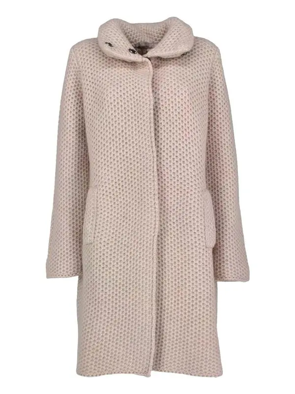 FALCONERI Chunky Knit High Neck Coat - Neutrals