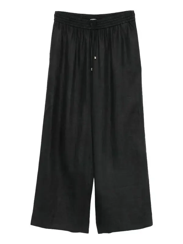 CLIPS Linen Trousers With Elasticated Waist - Black