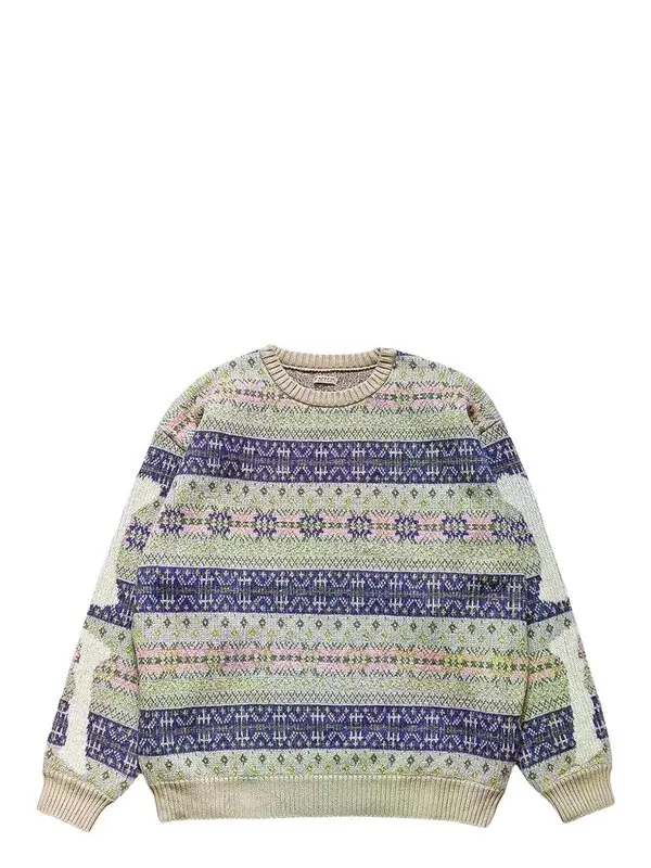 Kapital Fair Isle Skeleton Motif Crew Neck Sweater - Neutrals