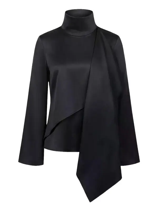 RÓHE Draped Silk Blouse - Black