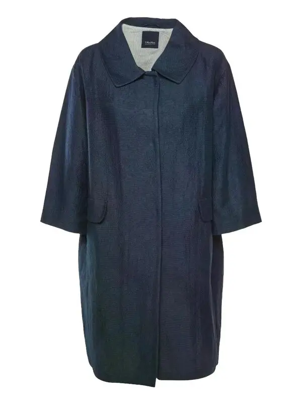 Max Mara Textured Three-quarter Sleeve Coat - Blue