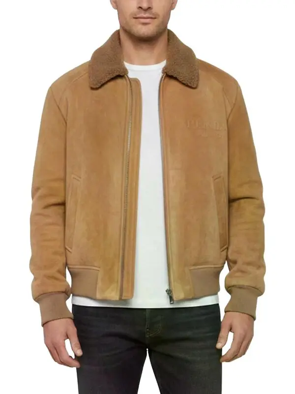 Prada Debossed Logo Bomber Jacket - Brown
