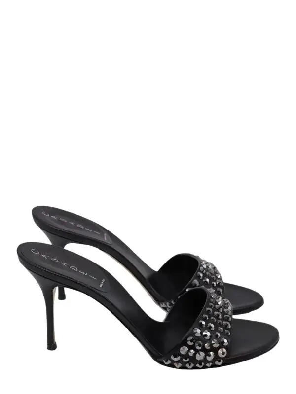 Casadei Crystal-embellished Calf Leather High Heel Sandals - Black