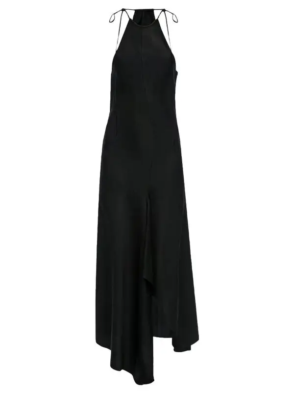 Victoria Beckham Halter-neck Asymmetric Hem Midi Dress - Black