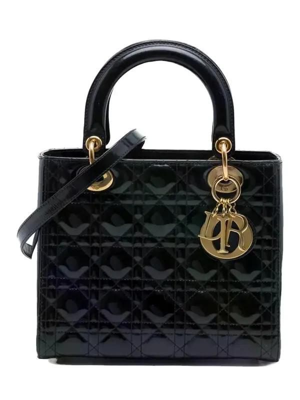Dior Patent Cannage Lady Satchel - Black