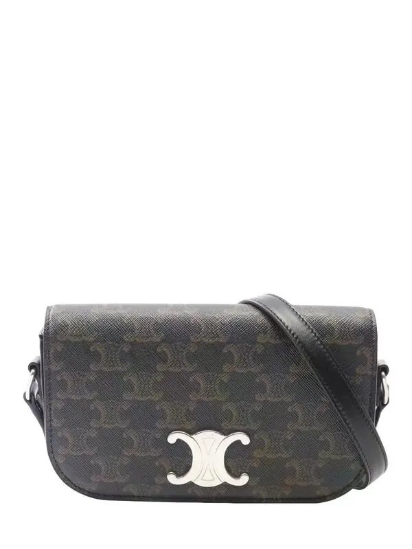 Celine Triomphe Coated Canvas Crossbody Bag - Black