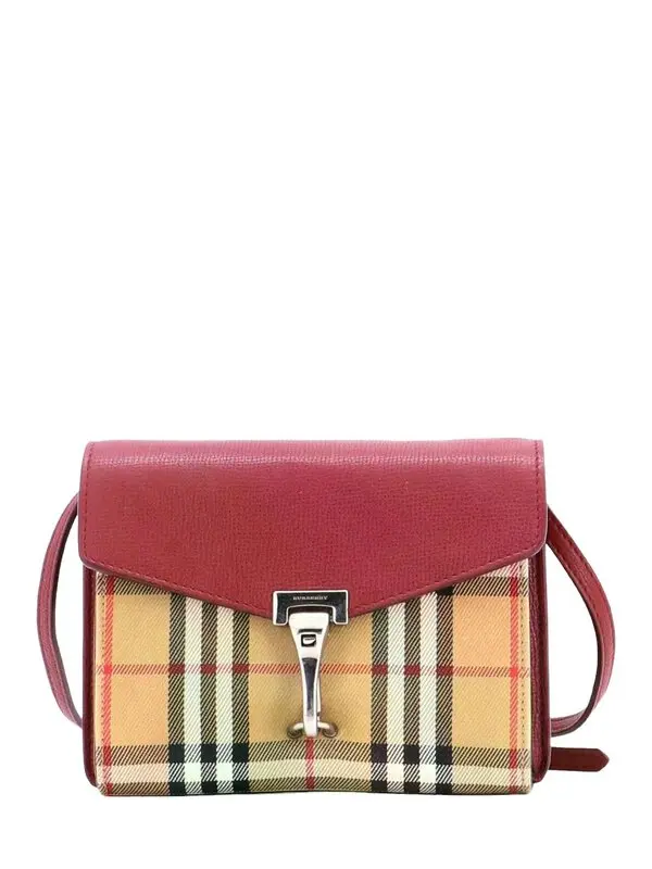Burberry Macken Leather And Vintage Check Canvas Baby Crossbody Bag - Neutrals