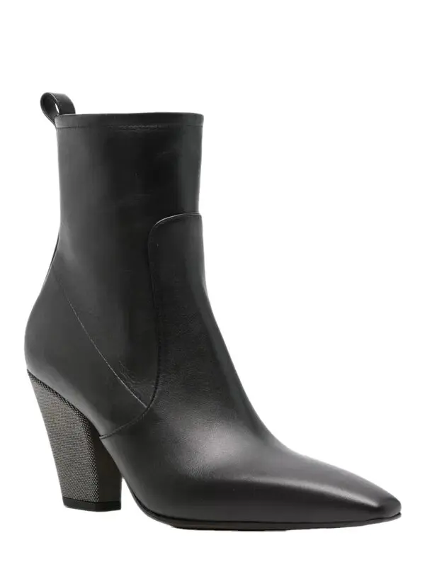 Brunello Cucinelli Monili Embellished Pointed Toe Boots - Black