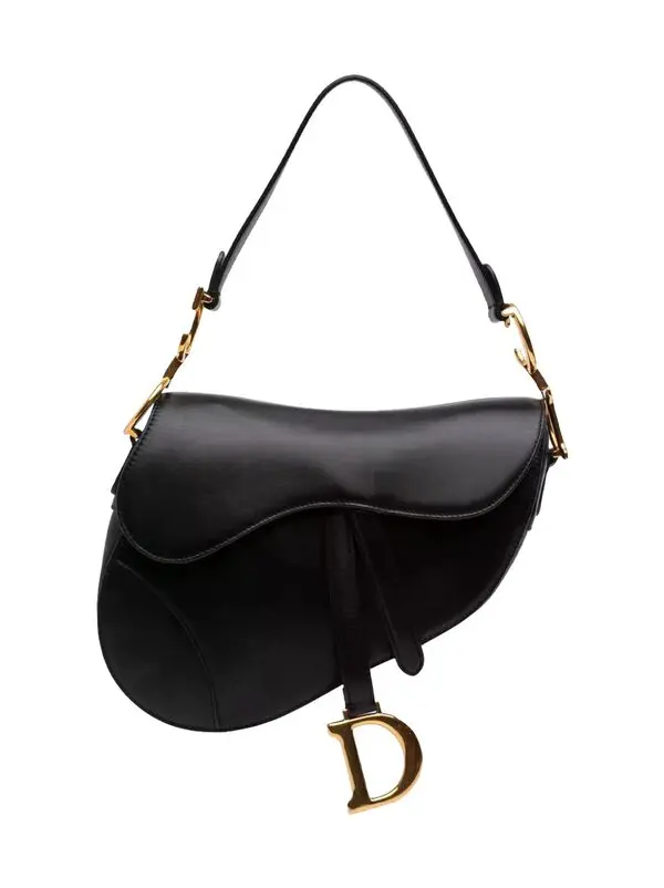 Dior Smooth Calfskin Saddle Bag Shoulder Bag - Black
