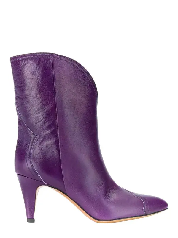 Isabel Marant Étoile Dythey Textured Leather Ankle Boots - Purple