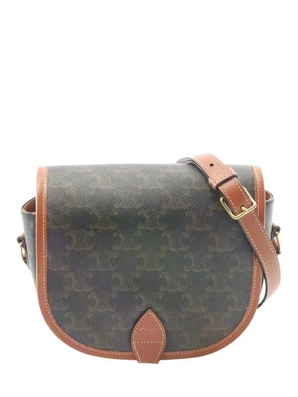 Celine Medium Triomphe Coated Canvas Folco Crossbody Bag - Brown